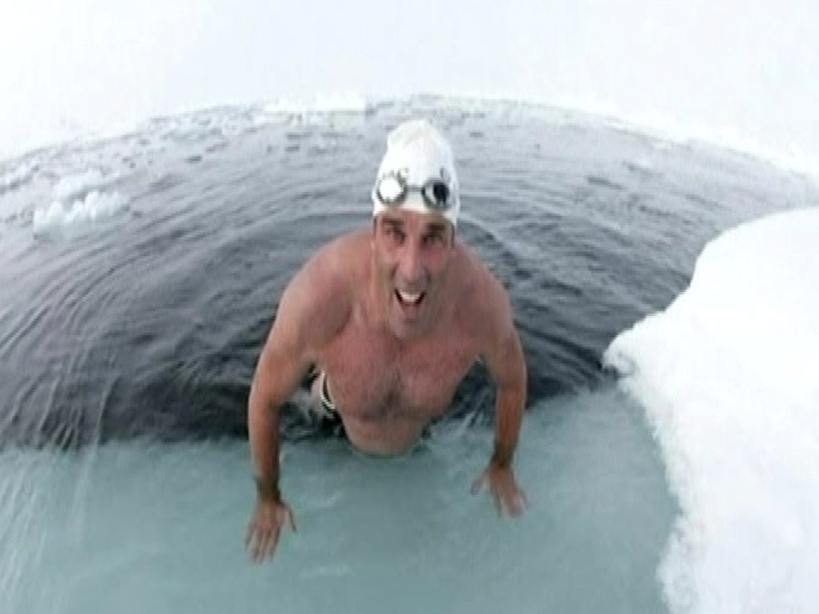 Global warming prompts freezing swim