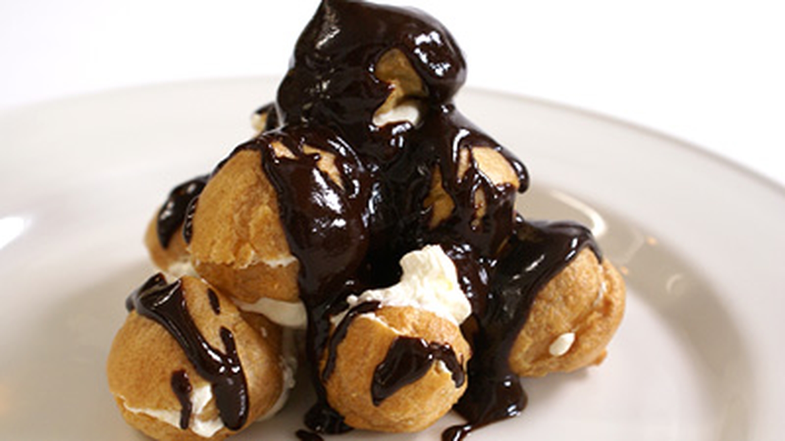 Profiteroles with Warm Chocolate Sauce