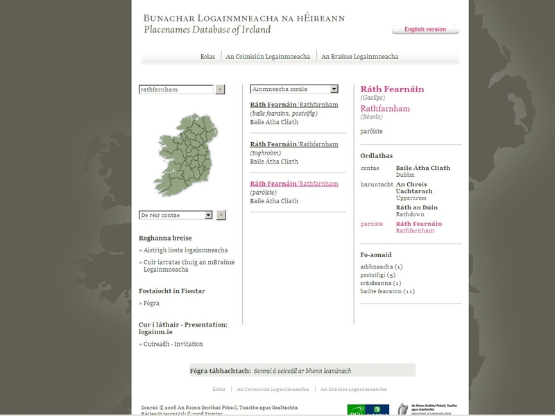 New website for Irish place names