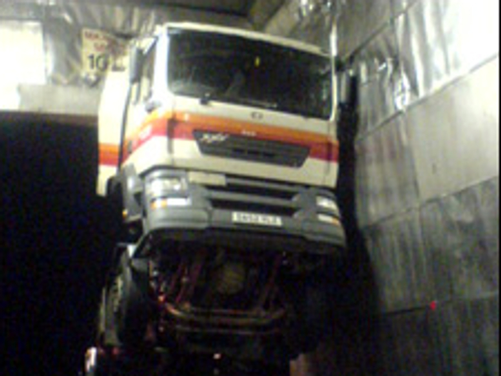 Lorry breaks free inside ferry