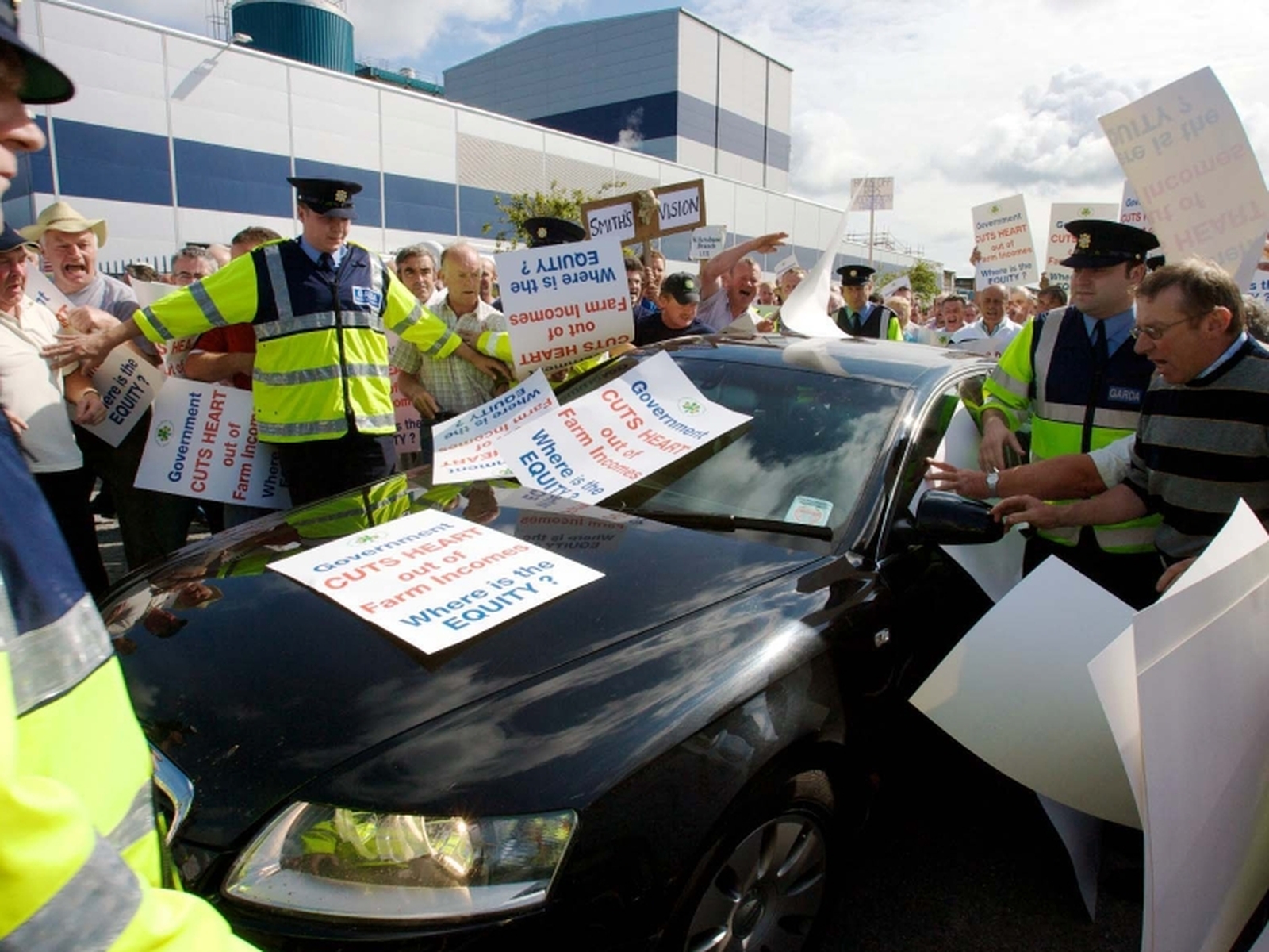 Angry scenes at farmers' demonstration