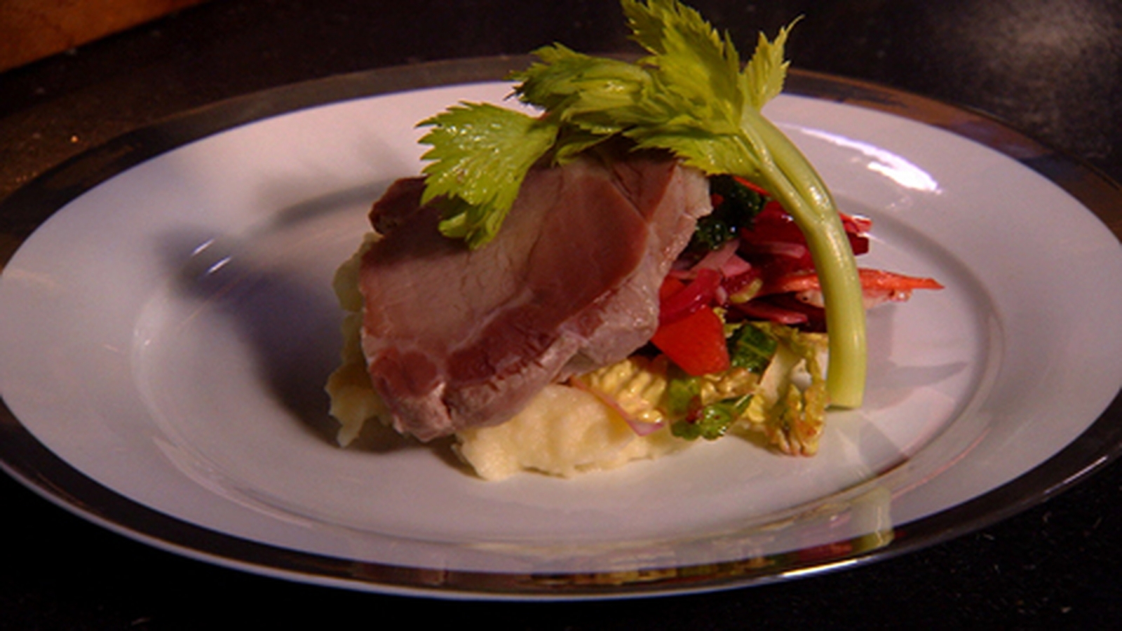 Bacon Collar with Mash & Autumn Vegetable Slaw