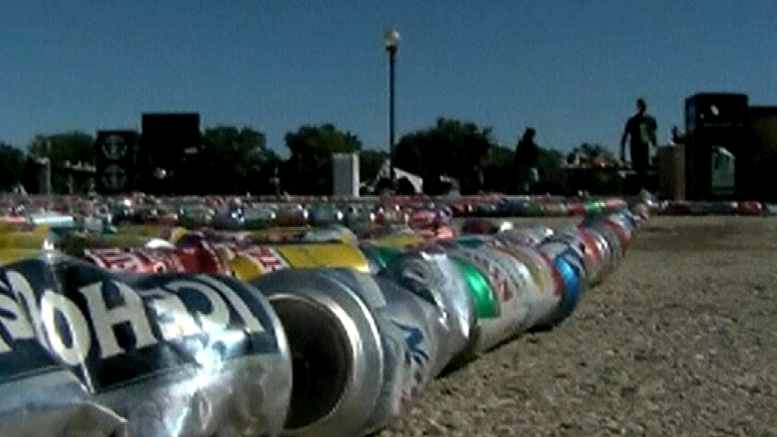 Town claims record for chain of aluminium cans
