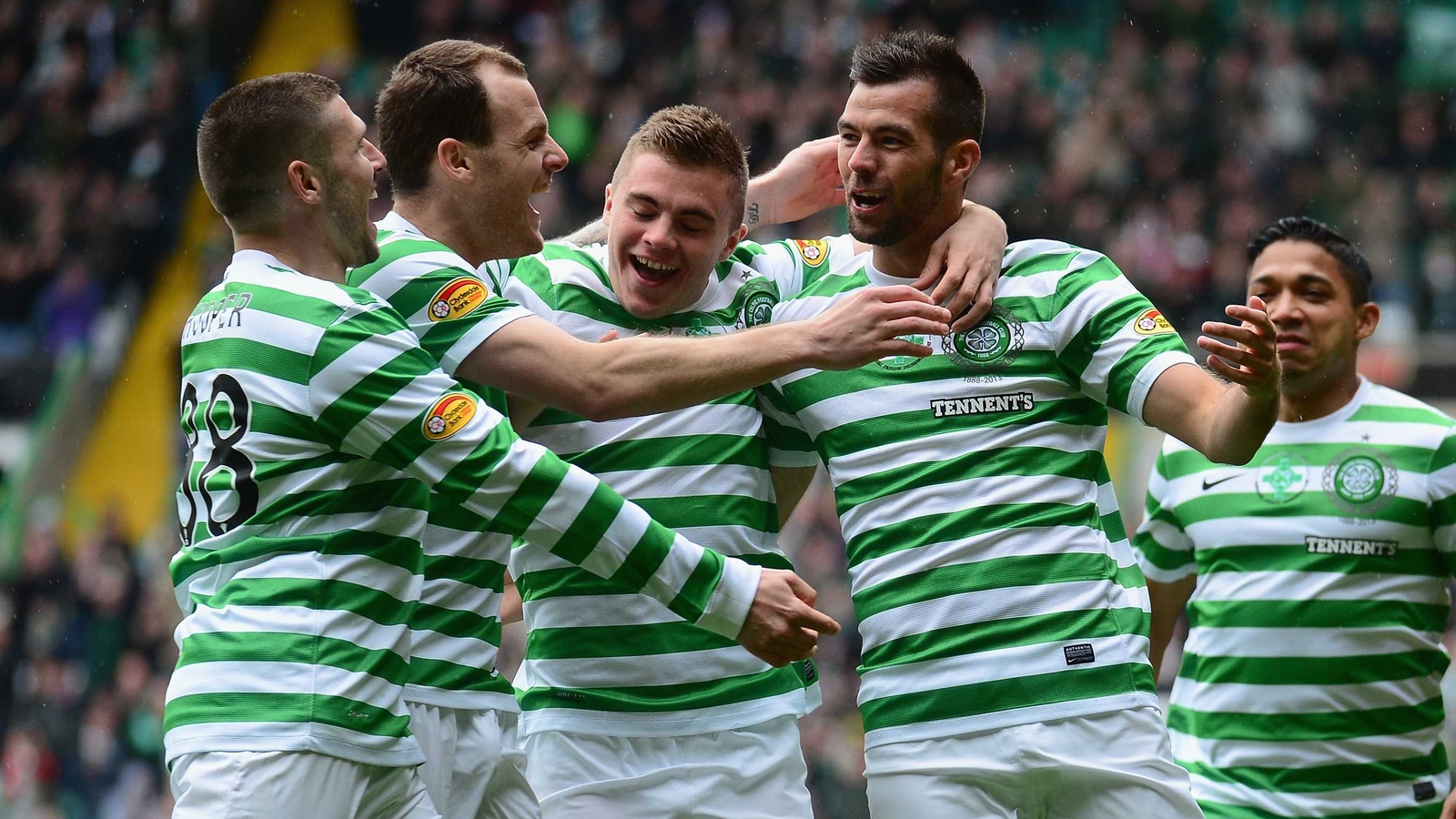 Celtic collect SPL trophy after beating Saints