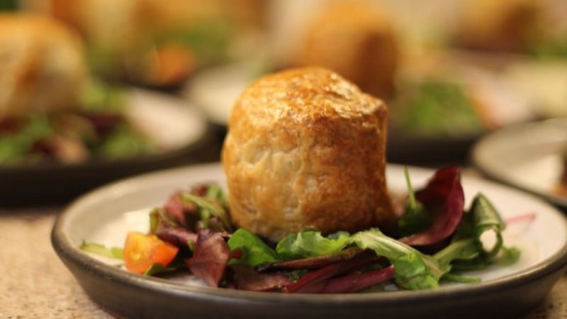 Black Pudding & Goats Cheese Parcels with a Red On