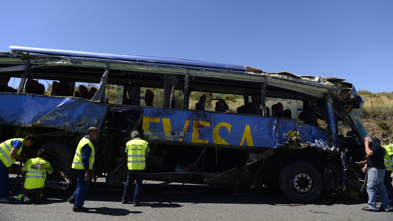 Bus crash kills nine in central Spain