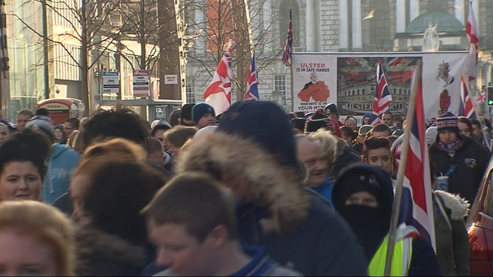 Hundreds of loyalists protest over flags