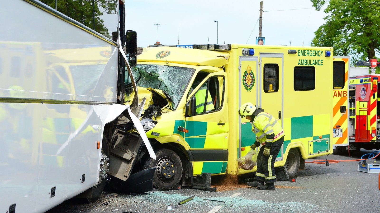 Man injured as stolen ambulance crashes into bus