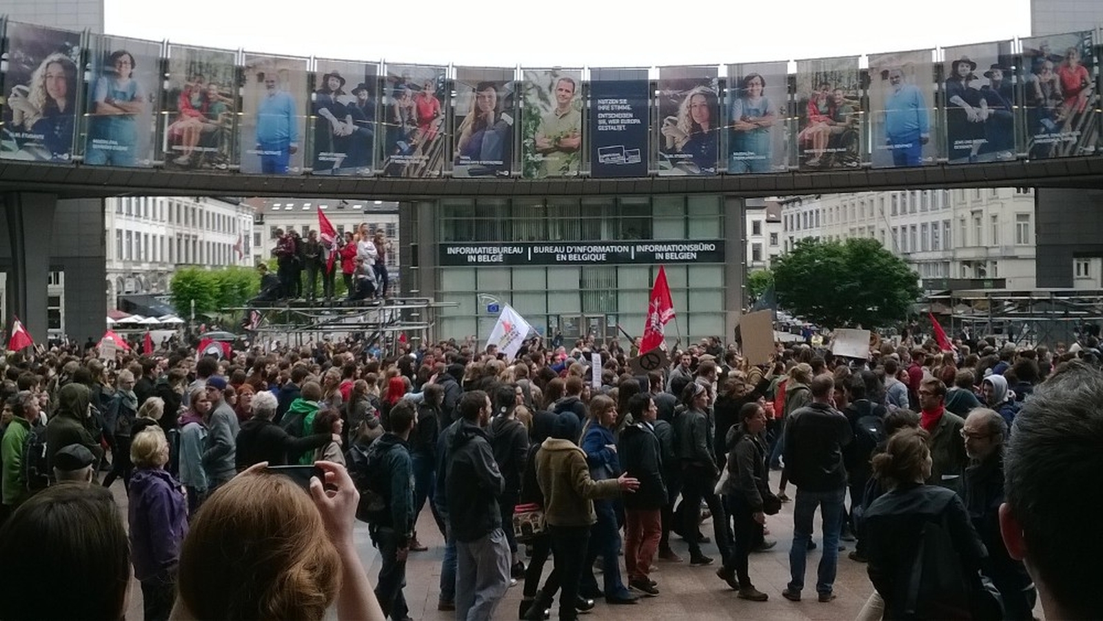 Protest against Le Pen at European Parliament