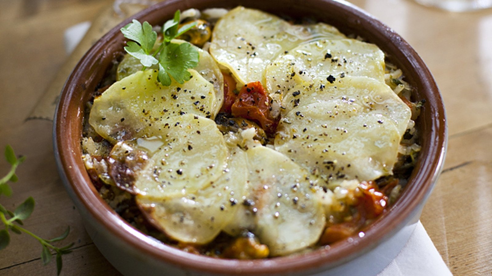 Baked Mussel Risotto with Potatoes