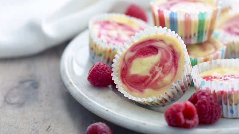 Mini Raspberry Swirl Cheesecakes