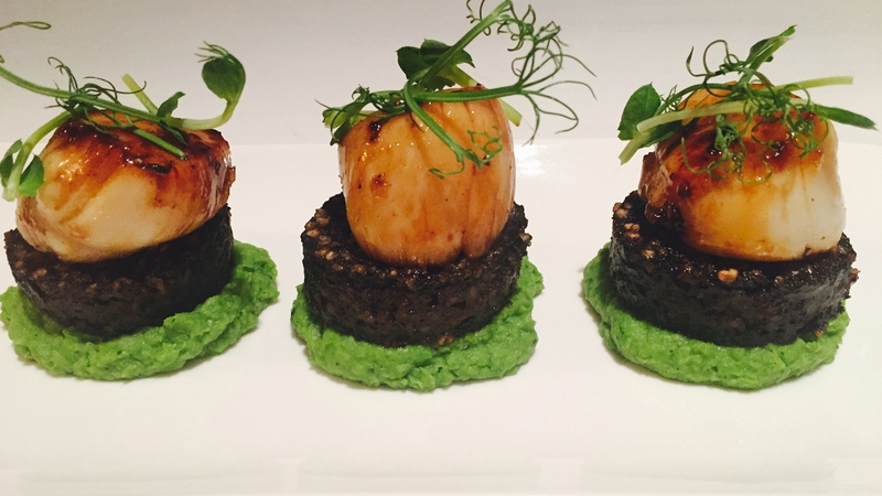 Valentine's Caramelised Scallops, Minted Pea Purée