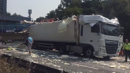 Bridge collapses onto motorway in the UK