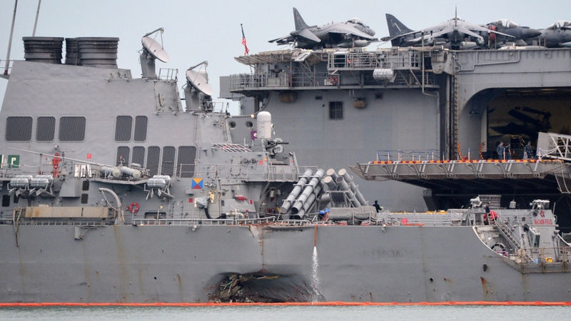 Human remains found in damaged US warship