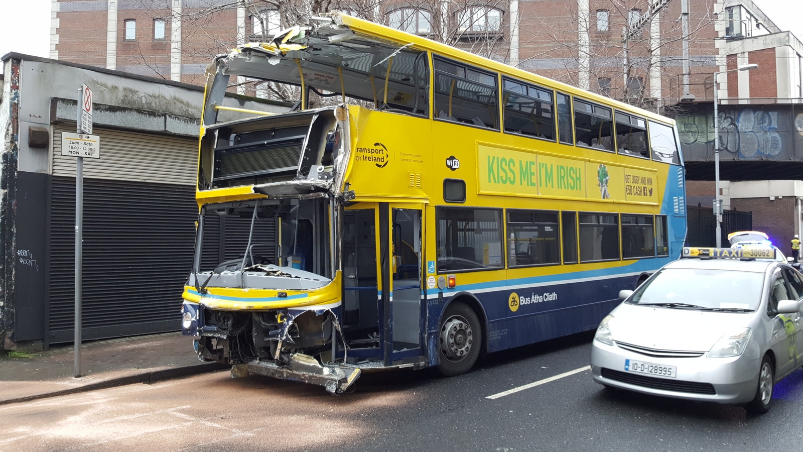 Three injured after Dublin Bus and van crash in city