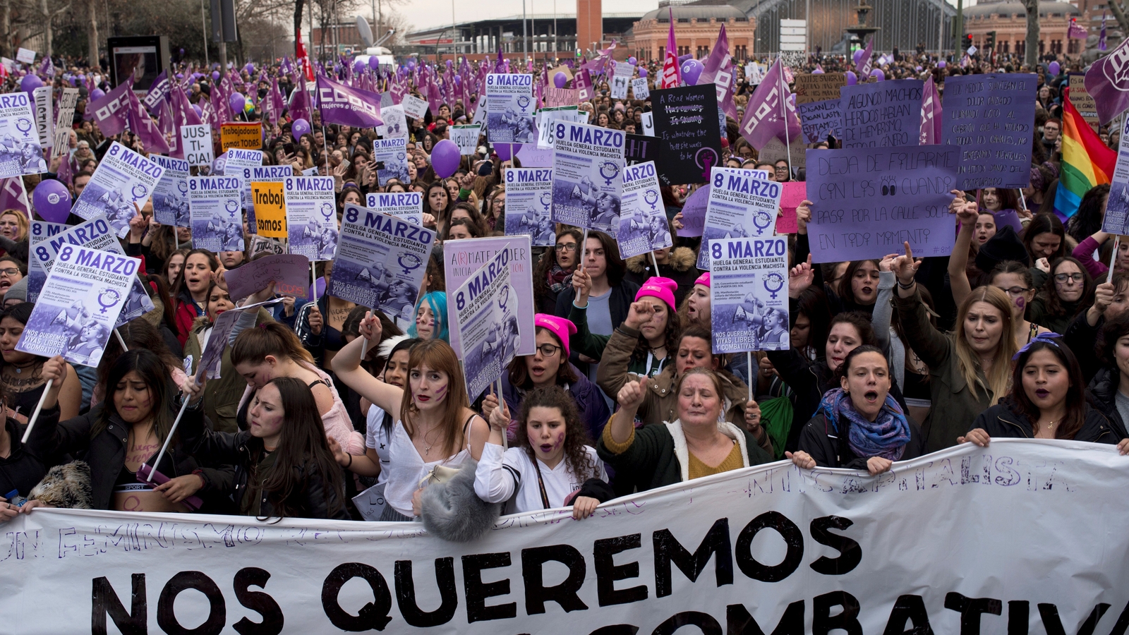 Spanish women hold rallies against gender inequality