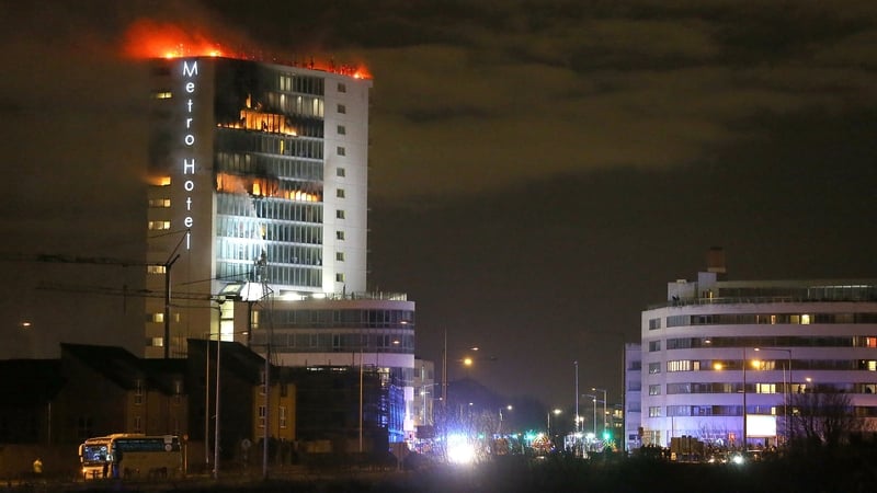 Fire crews move to extinguish hot spots in Dublin hotel