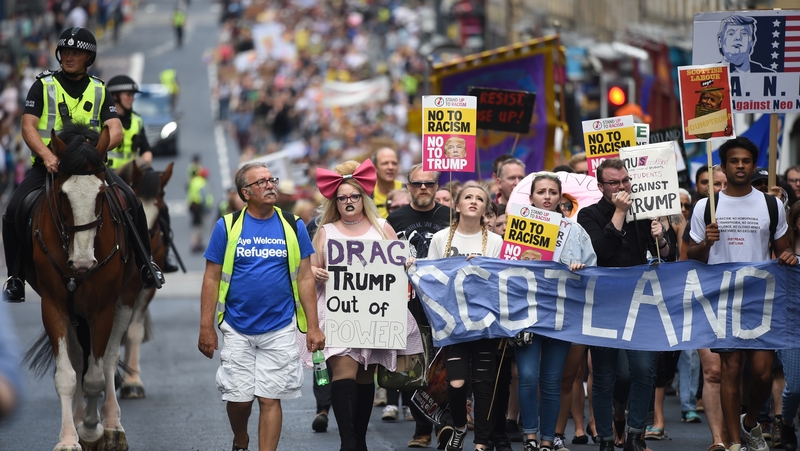 Thousands protest against Trump visit in Scotland
