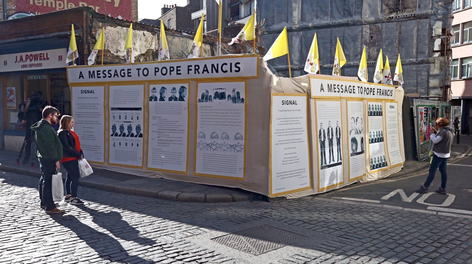Art installation challenges pope as 'distress call'