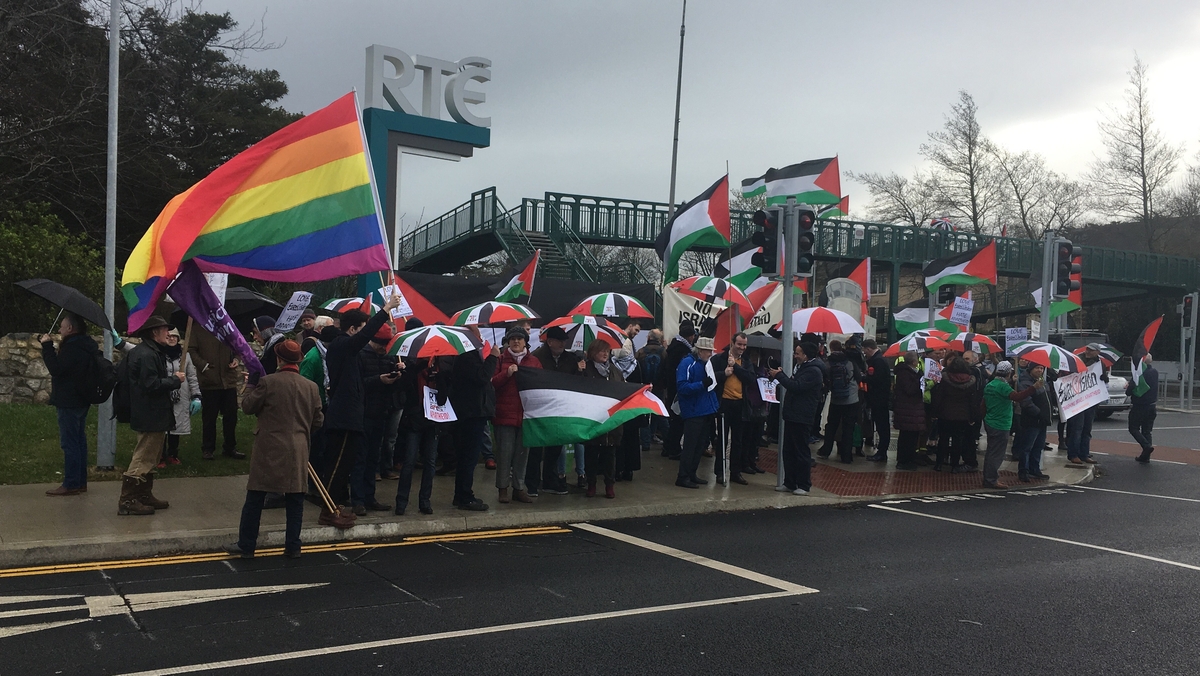 Protests outside RTÉ over Ireland's participation in this year's ...