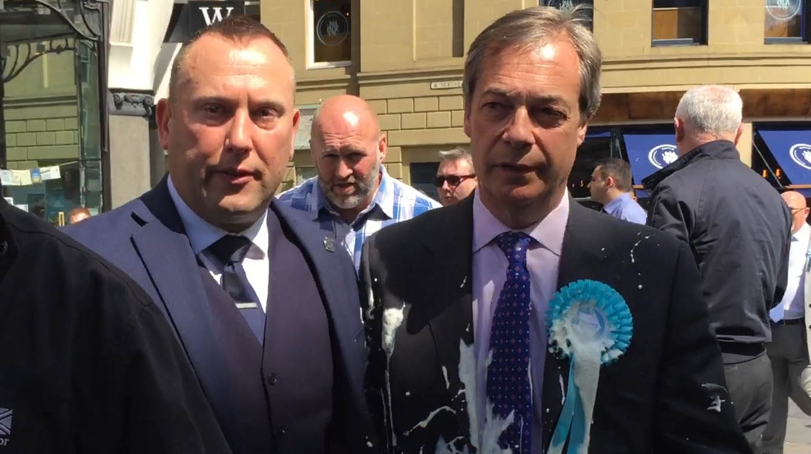 Farage covered in milkshake while campaigning in UK
