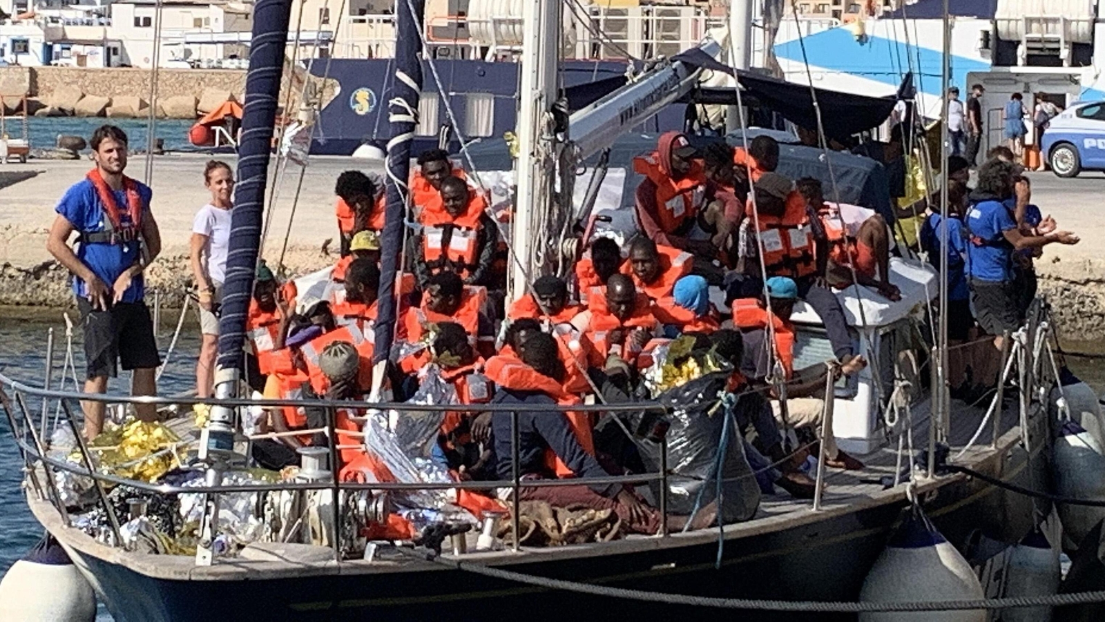 Rescue boat carrying 41 migrants docks at Italian port