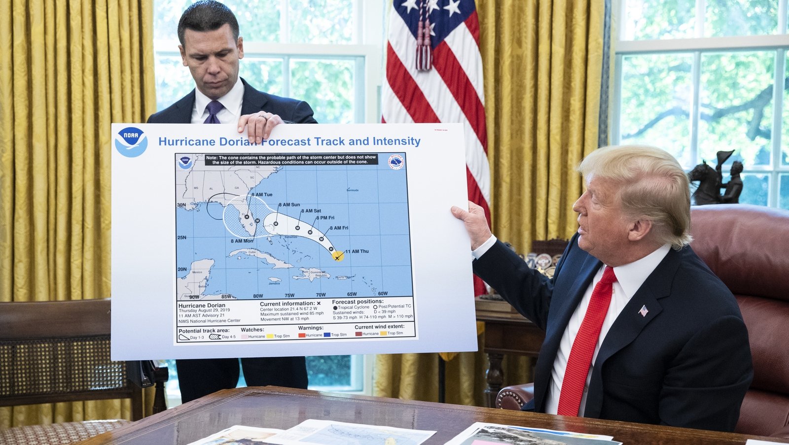 Trump defends incorrect Hurricane Dorian trajectory map