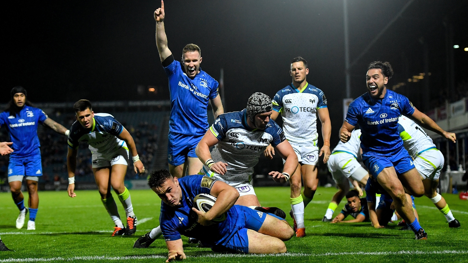 Kelleher collects hat-trick as Leinster rout Ospreys