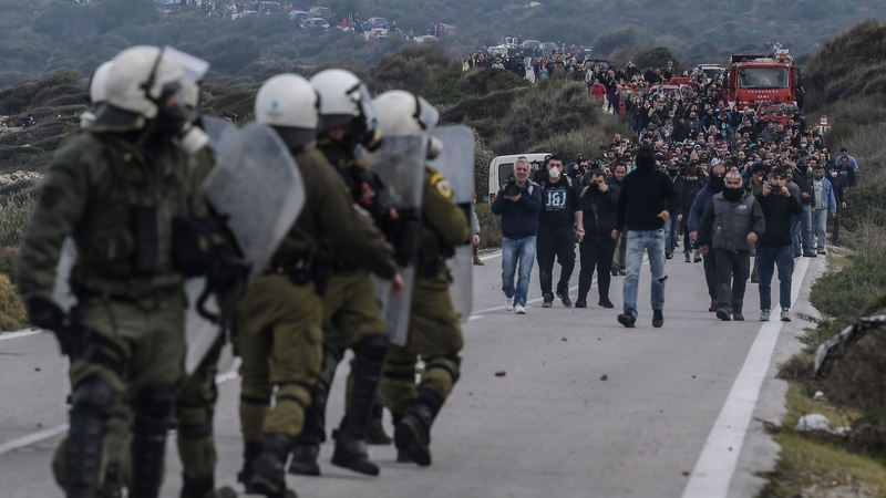 Greek islanders clash with police over migrant centre