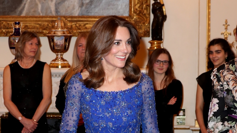 Kate Middleton looks regal in royal blue beaded gown