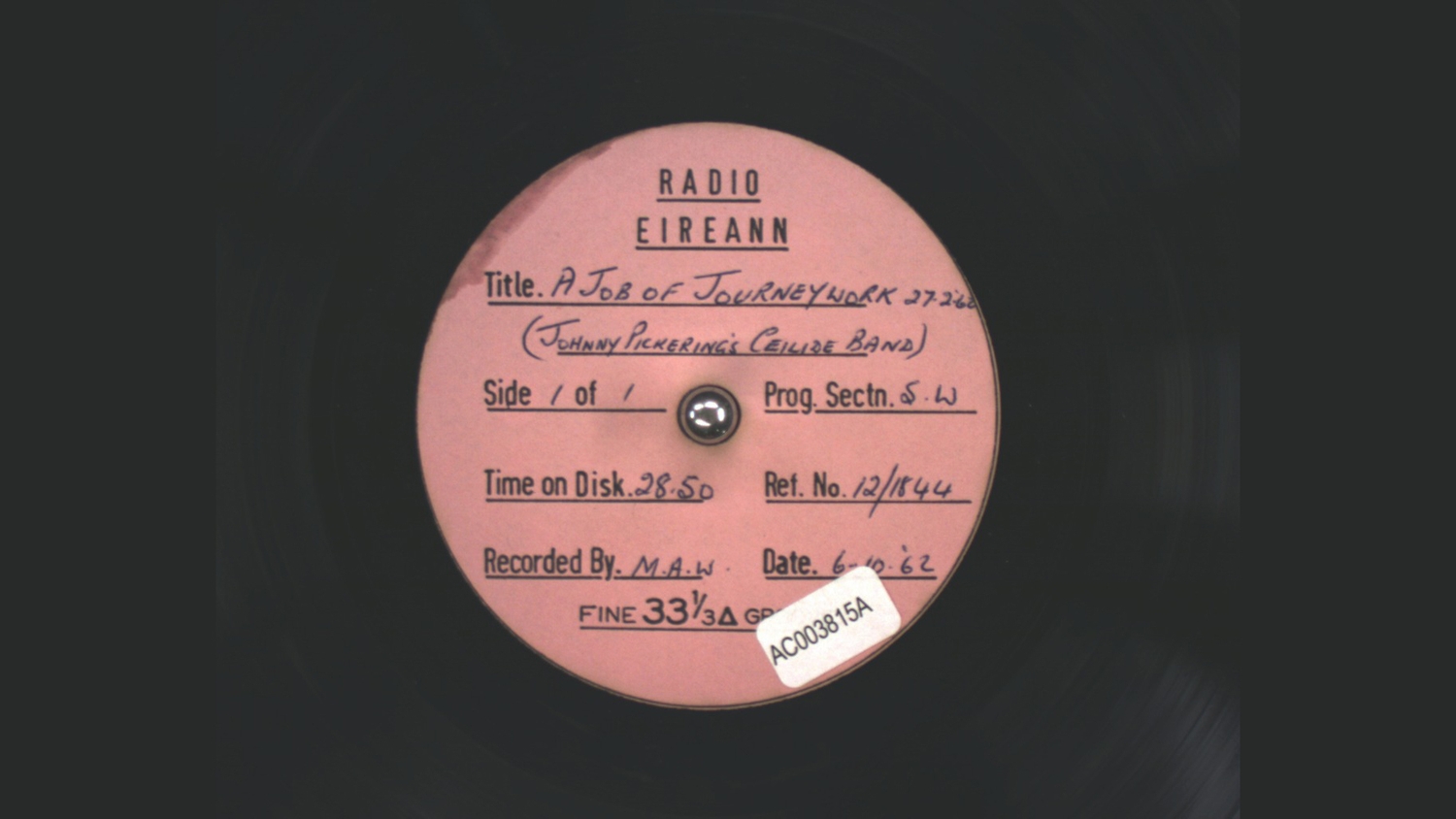 RTÉ Archives | Collections | A Job Of Journeywork : Johnny Pickering's ...