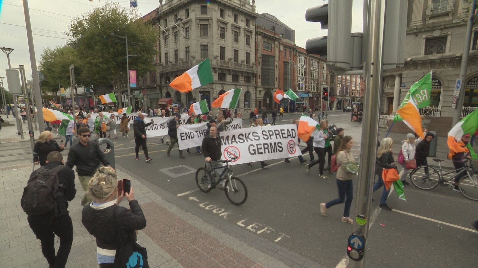 Dublin city centre protest against virus restrictions