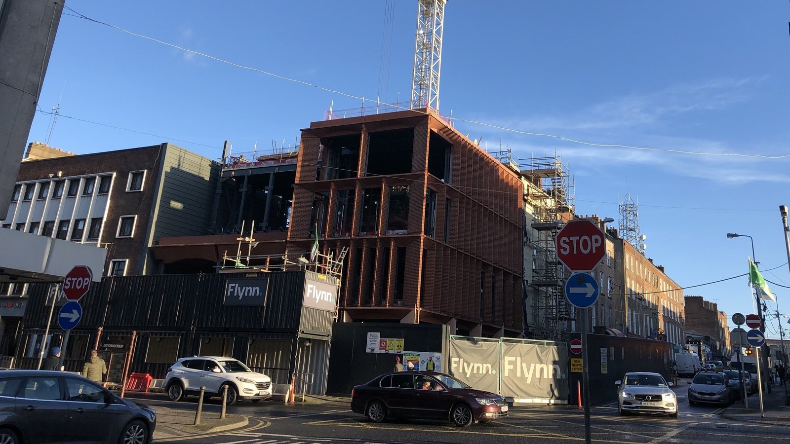 Construction work stops except for essential projects