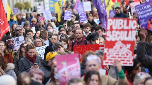 Hundreds protest to demand action on equality for women
