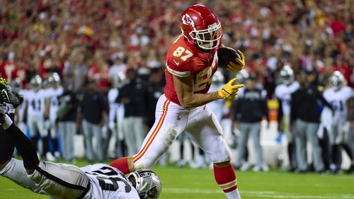 NFL: Kelce scores four TDs as Chiefs reel in Raiders