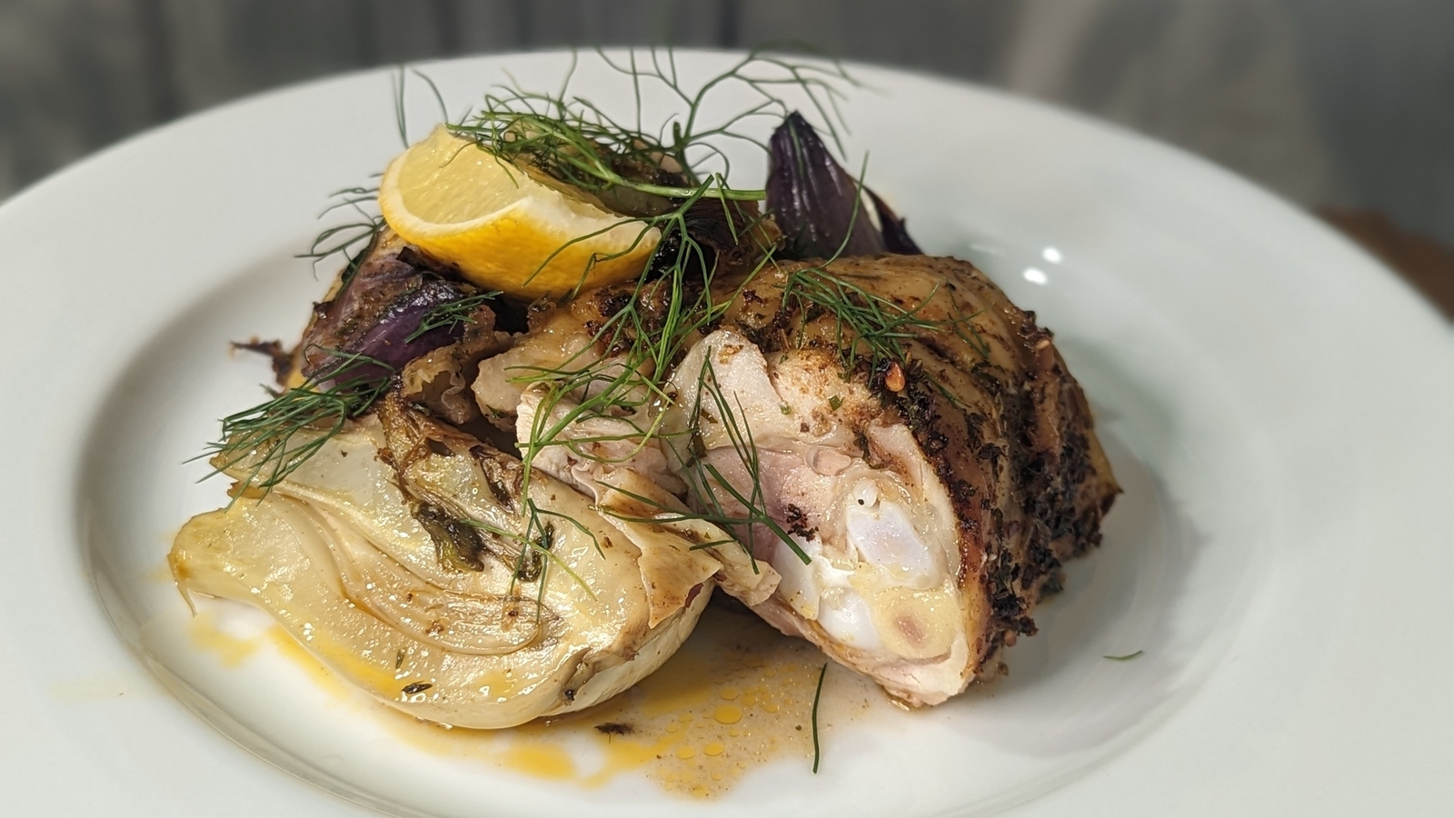 Wade's spatchcock chicken with fennel & potatoes