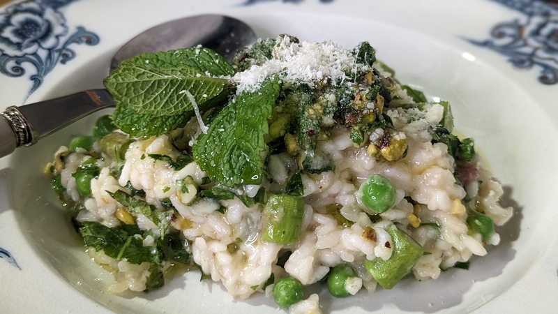 Catherine's pea and mint risotto with pesto: Today