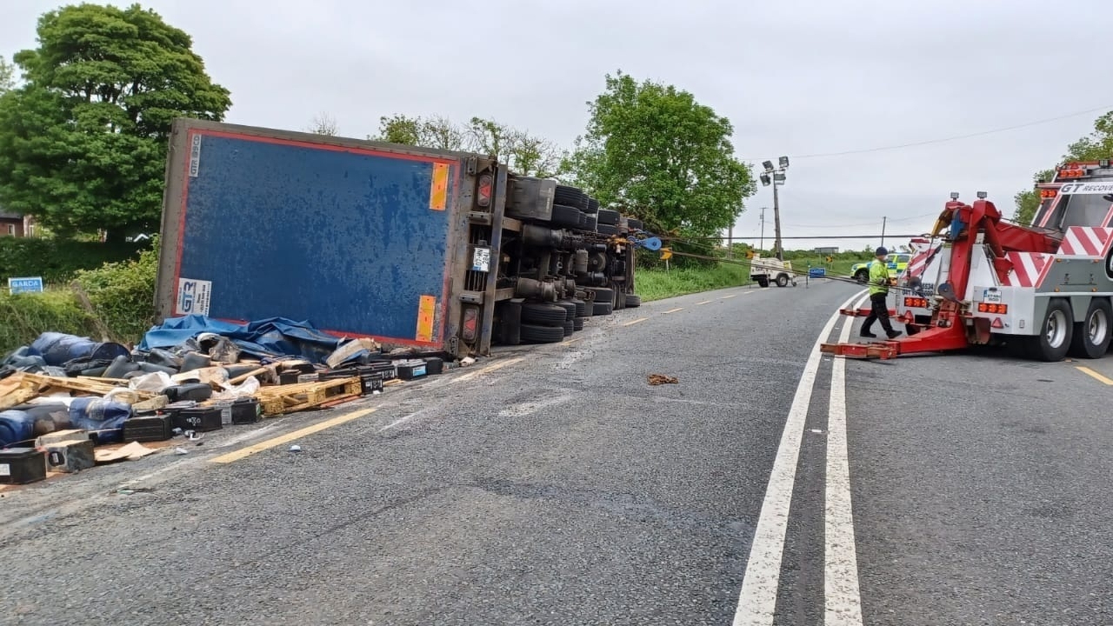 Clean-up after lorry spills hazardous material in Louth