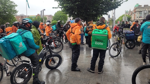 Food delivery workers hold protest over lack of safety