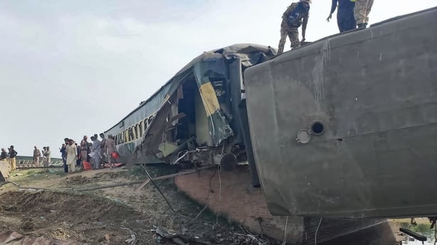 At least 28 killed after train derails in Pakistan
