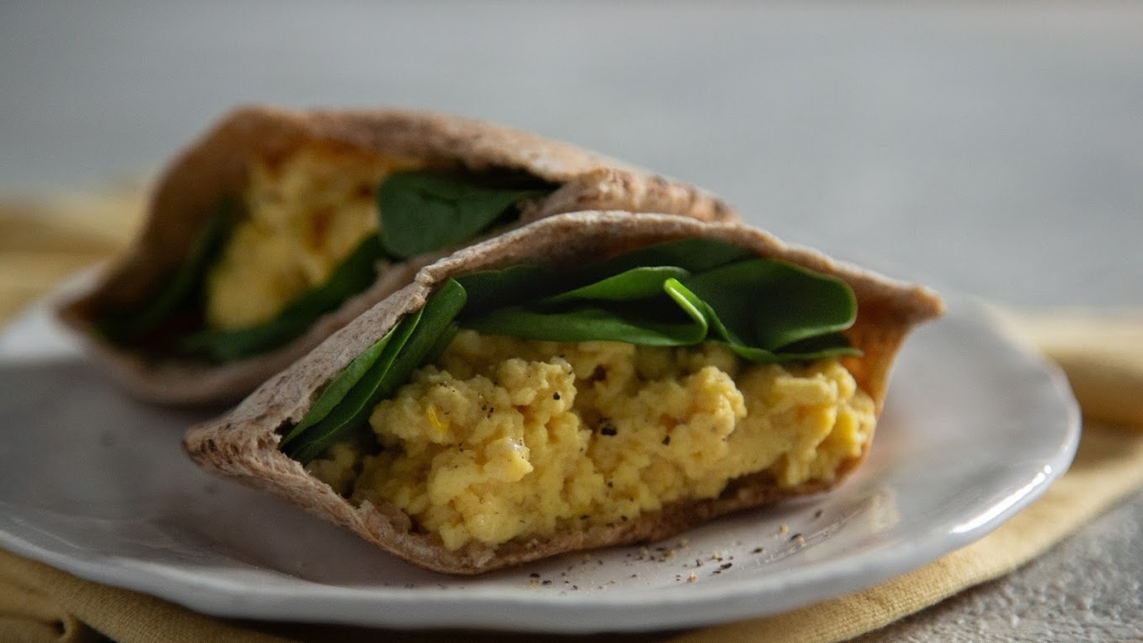 Scrambled egg stuffed pitta: OT