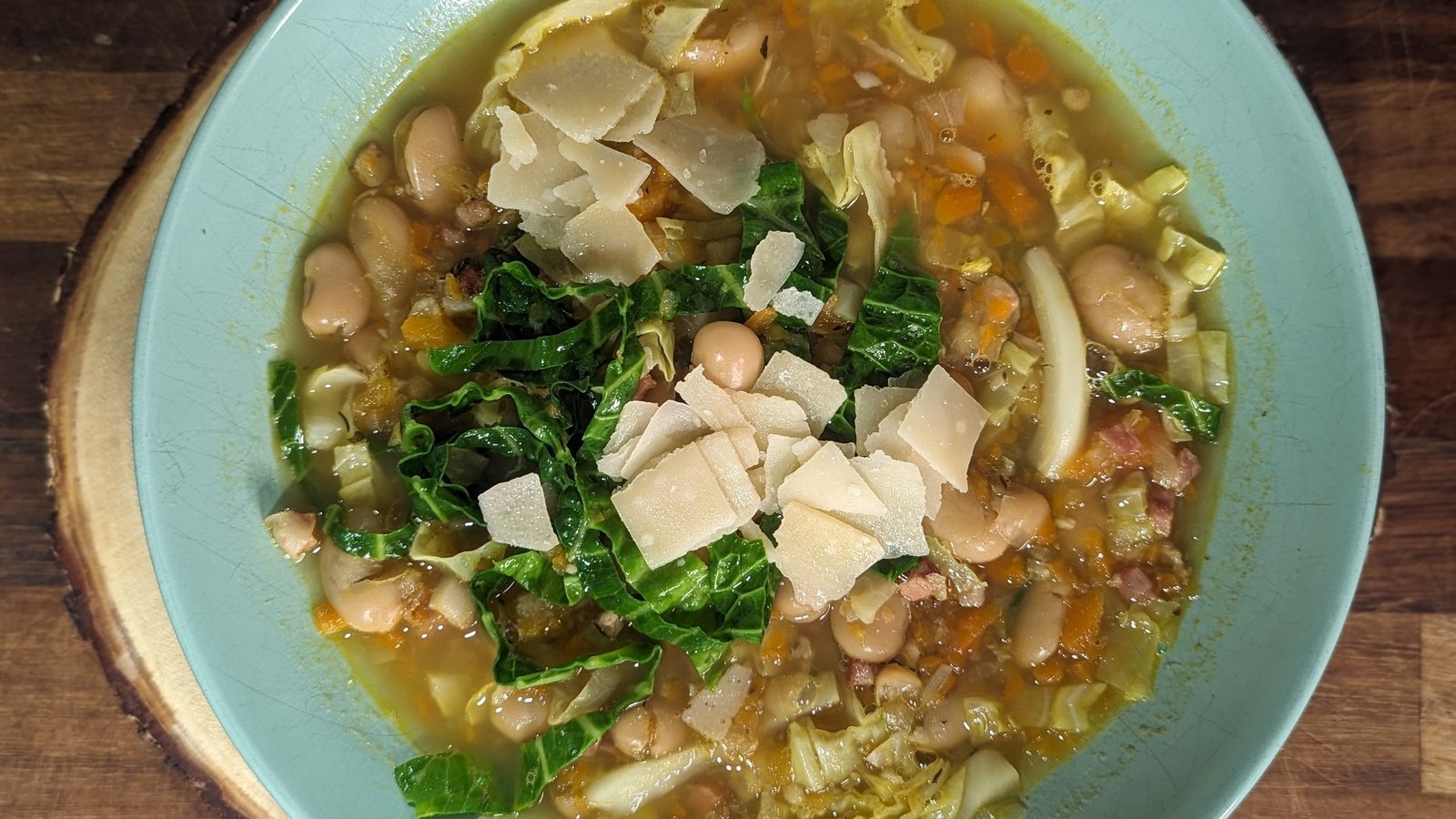 Lilly's cabbage and cannellini bean soup: Today