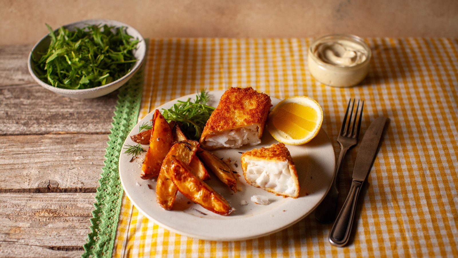 Off Duty Chef: Crumbed cod with rosemary wedges