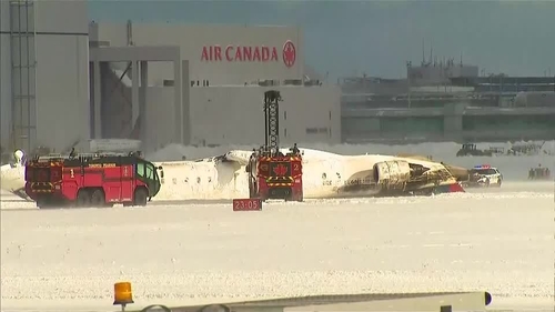 Plane overturns on landing in Toronto, 15 injured