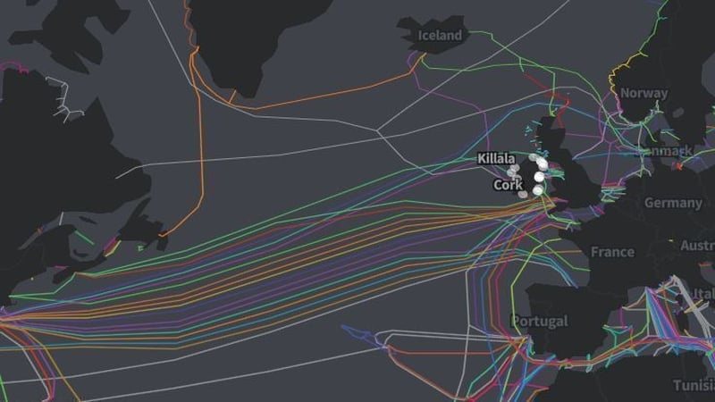 How many undersea cables pass through Irish waters?