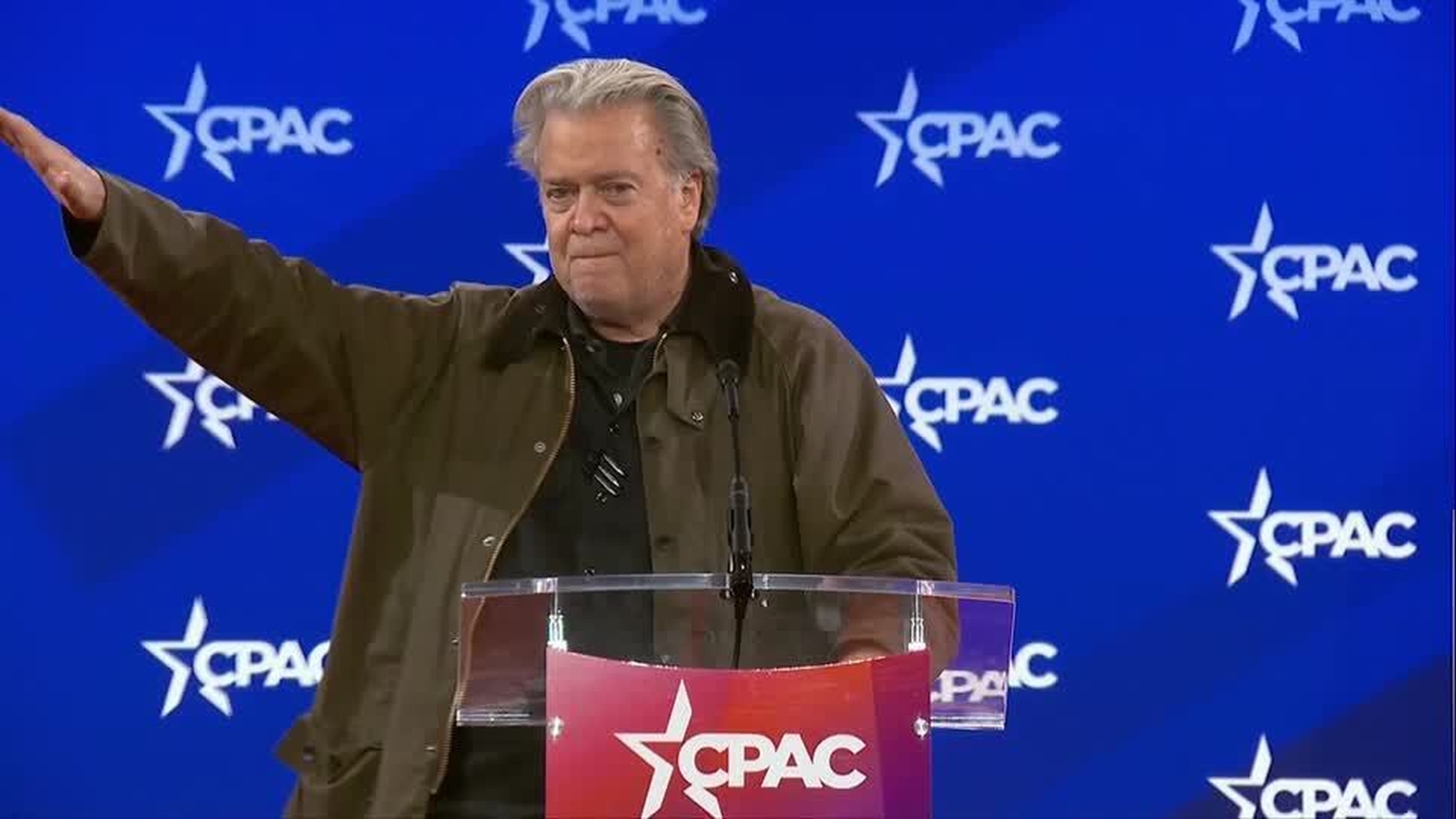 Steve Bannon's 'Nazi ideology' salute sparks protest