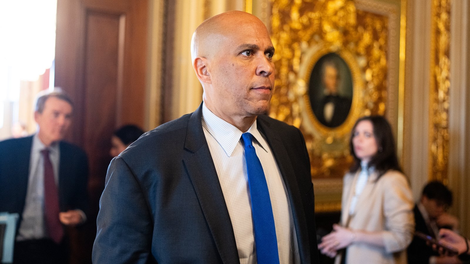 US Senator Cory Booker takes on Trump in marathon speech